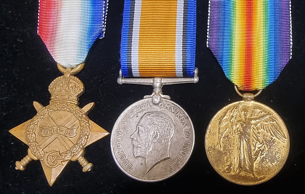 P147 Trio: 1914-15 Star, British War & Victory Medals. 259 Pte. D. McL ...
