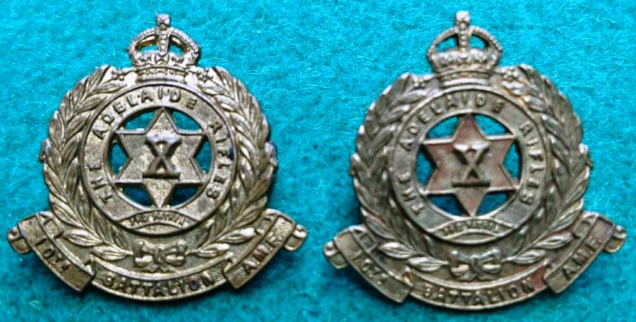 10th Infantry Battalion -The Adelaide Rifles -Brass pair of collars (C ...