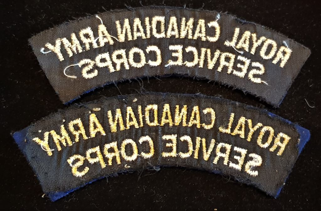 PAIR OF ROYAL CANADIAN ARMY SERVICE CORPS SHOULDER FLASHES – John ...