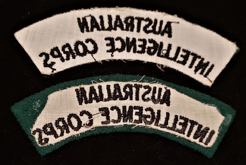 PAIR OF AUSTRALIAN ARMY INTELLIGENCE CORPS SHOULDER FLASHES – John ...