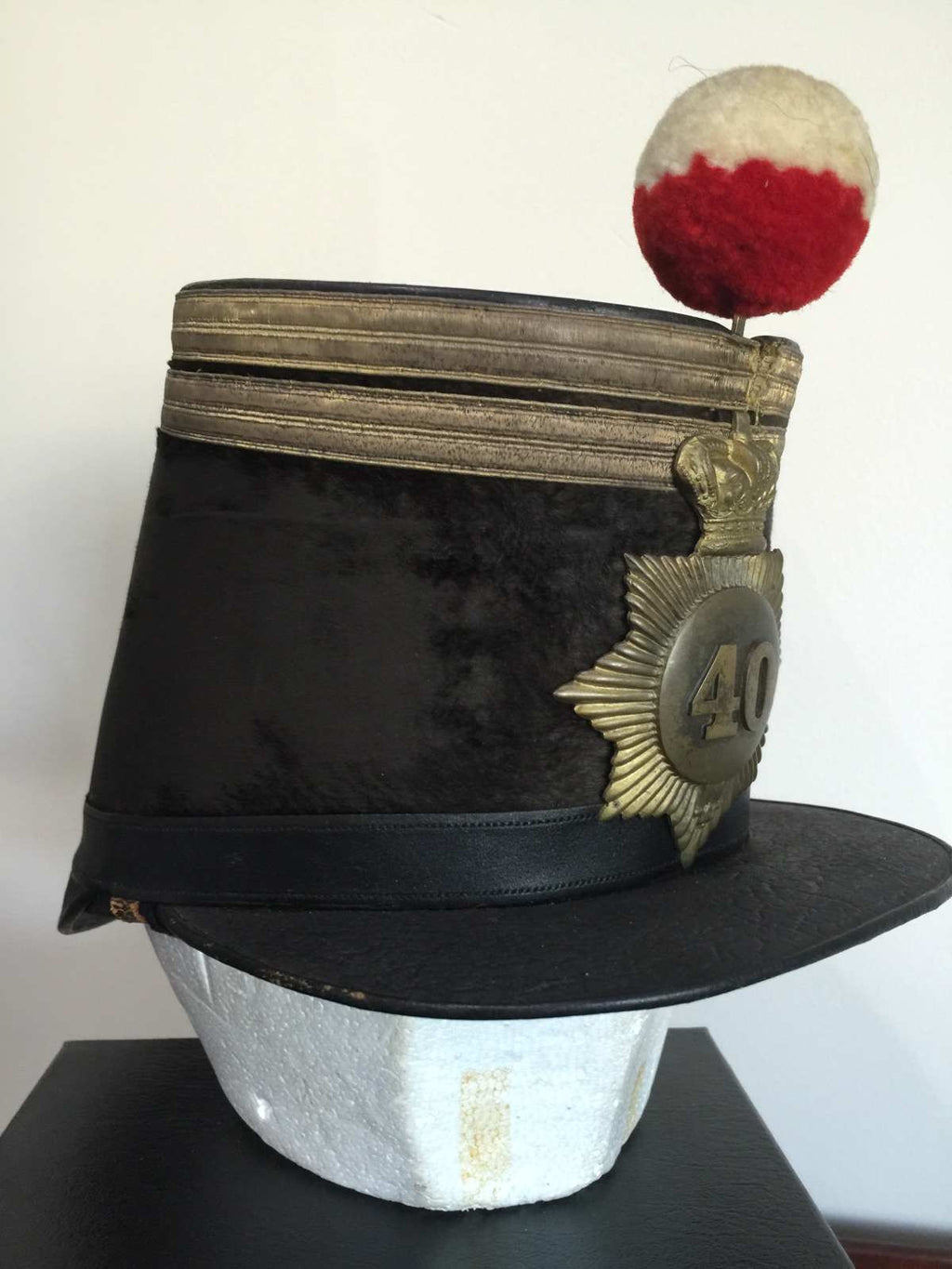 An extremely rare 1855 Pattern Shako to the 40th Foot. Actual Shako is ...