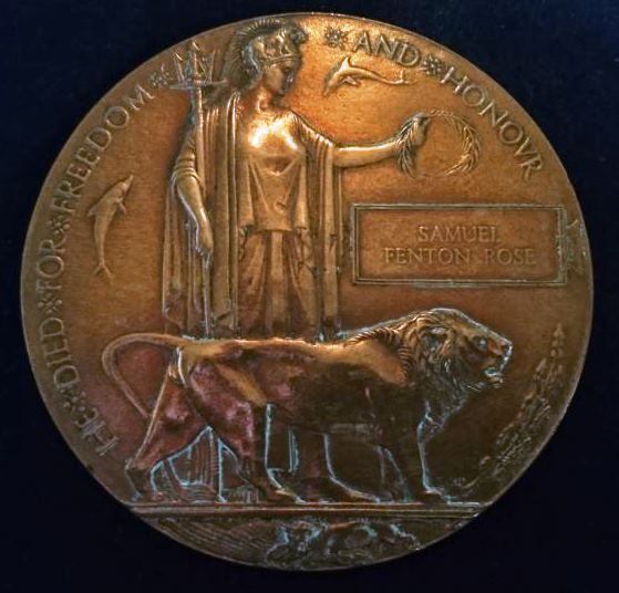 Memorial Plaque: Correct one piece cast named to SAMUEL FENTON ROSE ...