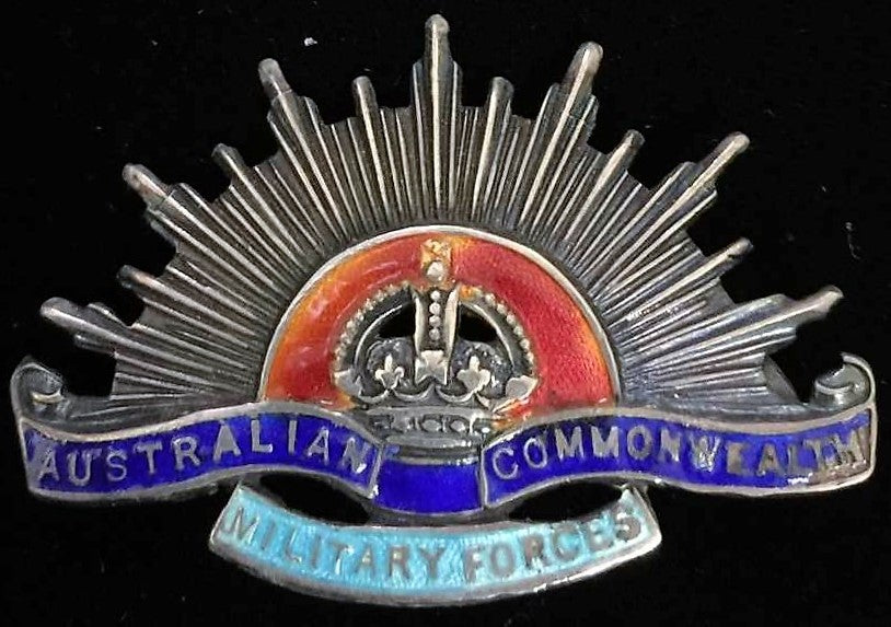 Australian Rising Sun design on marked silver with detailed enamel aro ...